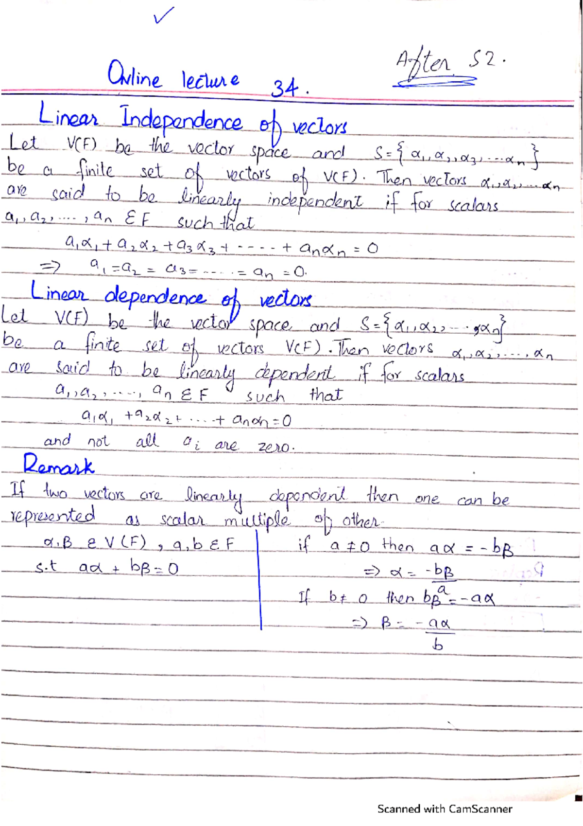Algebra finals - Its my lecture notes - Linear Algebra - Studocu
