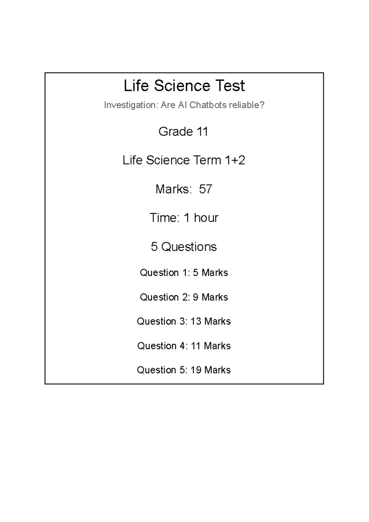 Life Science Test - Life Science Test Investigation: Are AI Chatbots ...