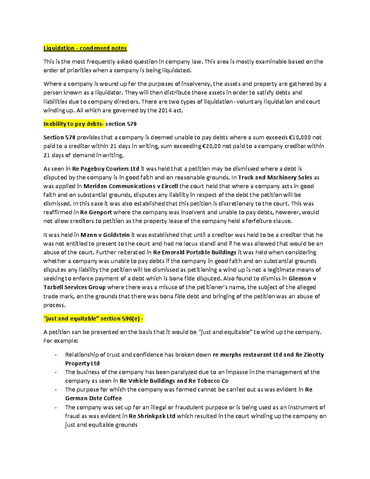 Liquidation condensed notes - Liquidation - condensed notes This is the ...