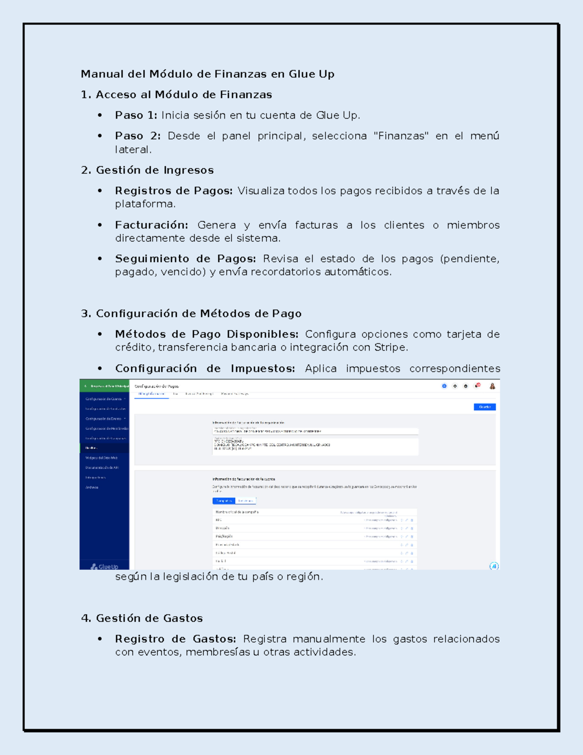 Manual del Módulo de Finanzas en Glue Up - Acceso al Módulo de Finanzas ...