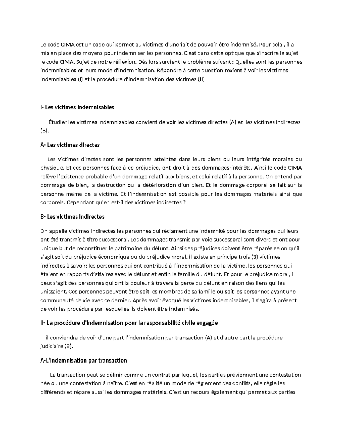 Dissertation CODE CIMA - Le code CIMA est un code qui permet au ...