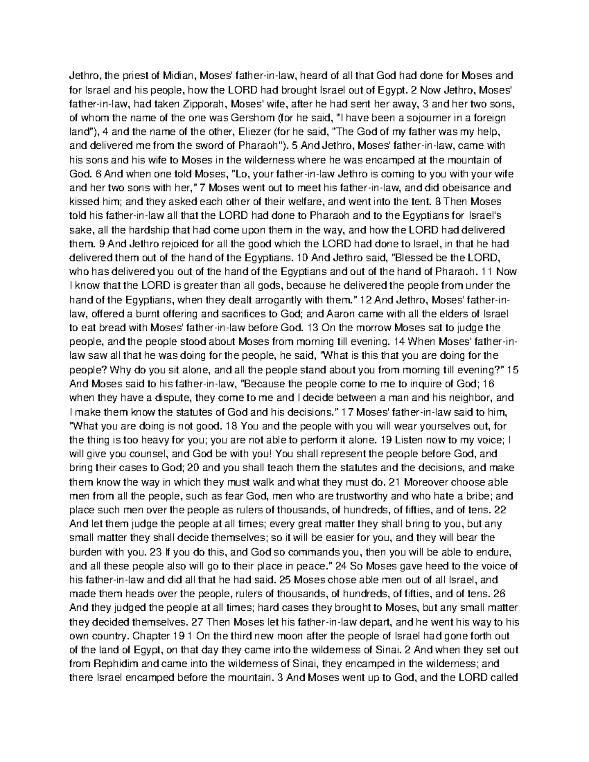 Big story - Its cool! - Jethro, the priest of Midian, Moses' father-in ...