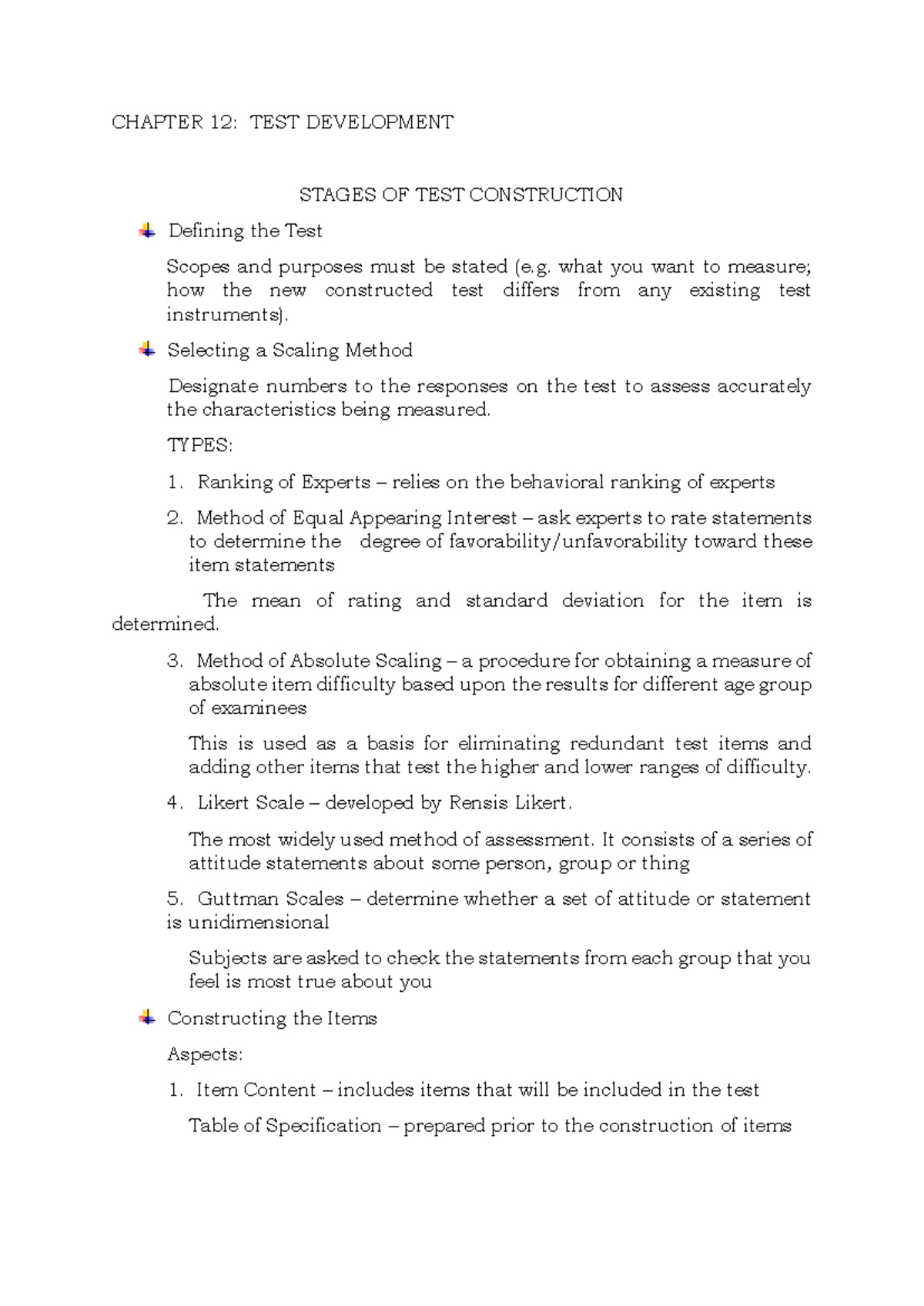 12test-construction - Cognitive psychology - CHAPTER 12: TEST ...