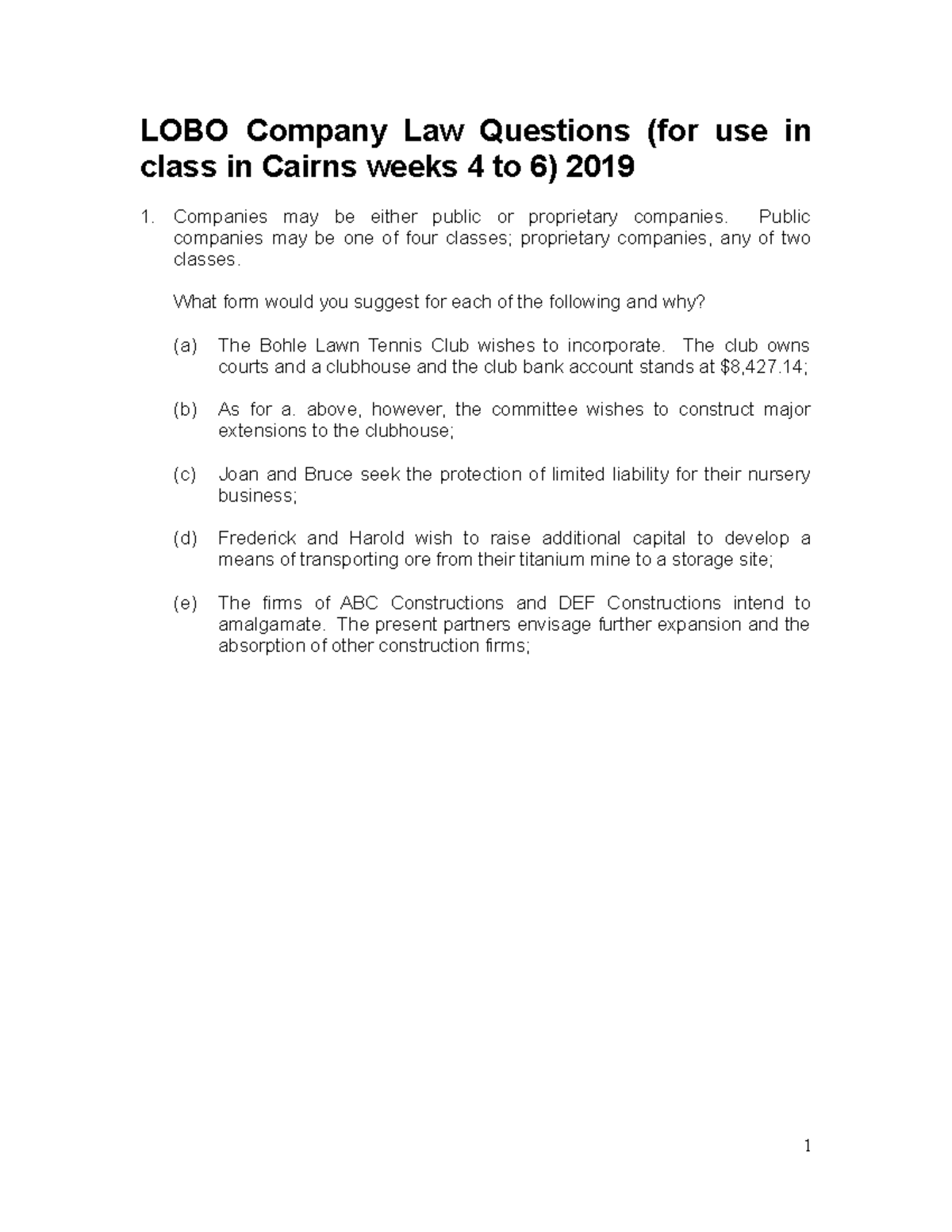 Companies%20Questions%201 - LOBO Company Law Questions (for use in ...