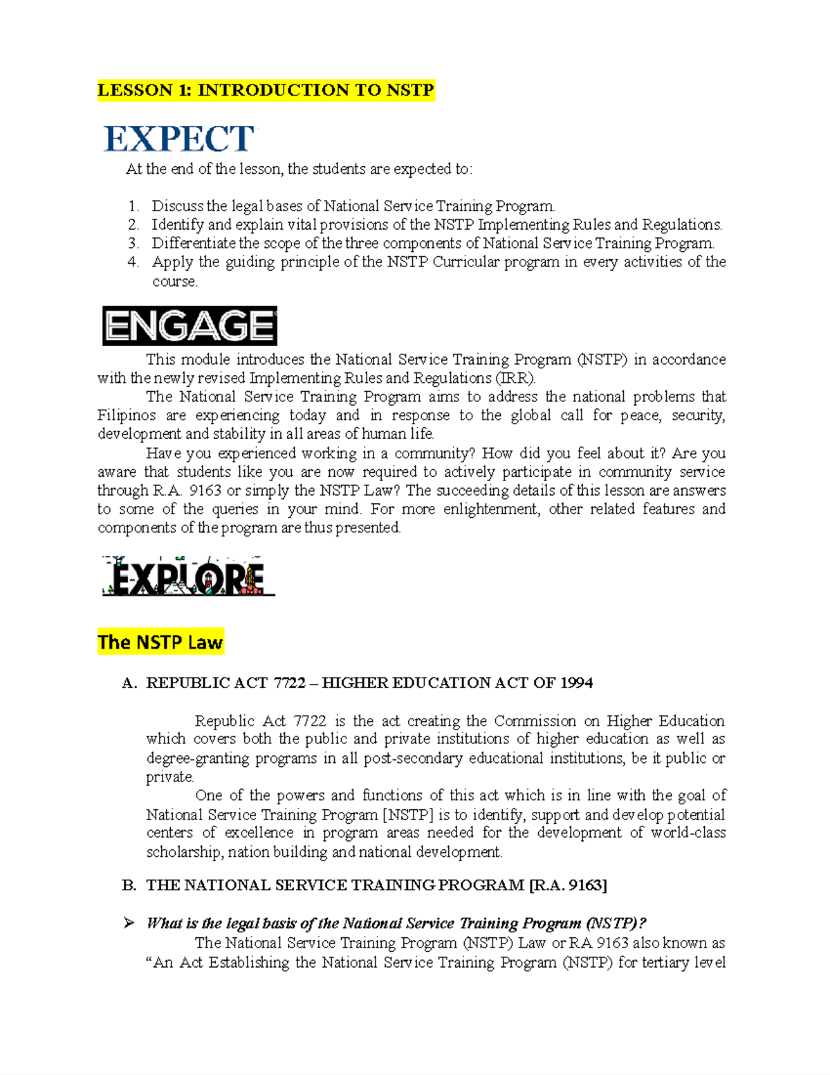 Lecture Notes 1 - Introduction TO NSTP - Google Docs - Business ...