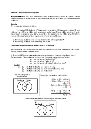 W2.1 Complement of a Set - Lesson 2: Complement of a Set About the ...