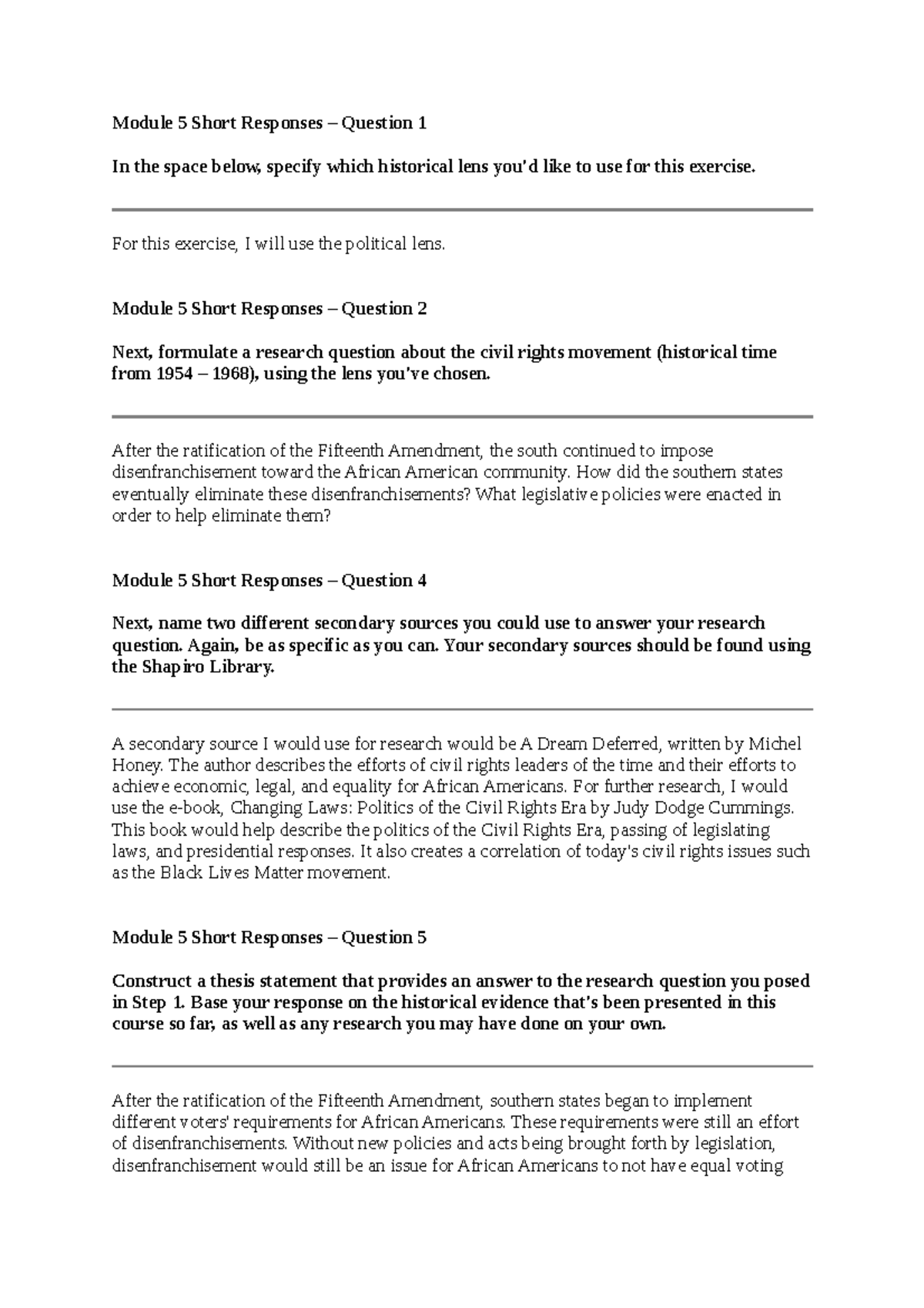 5-2 Module 5 Short Responses - grade A - Module 5 Short Responses ...