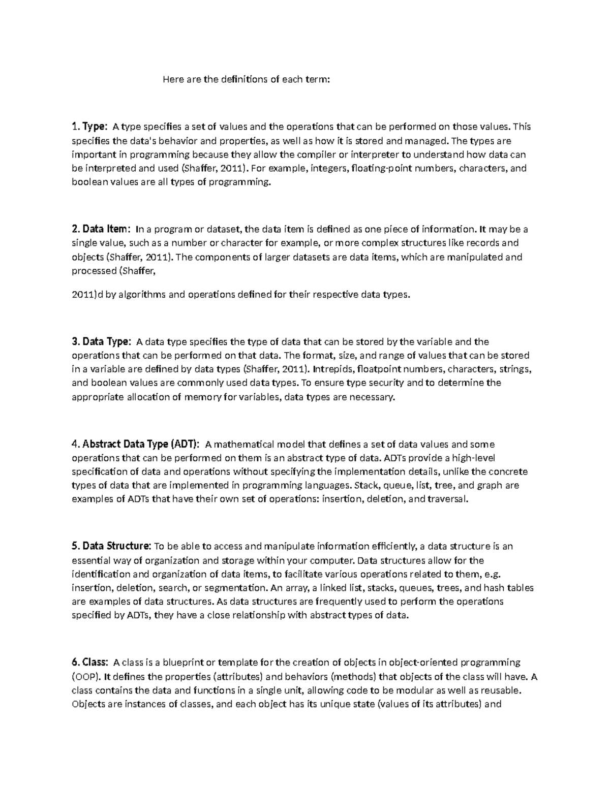CS 3303 Unit 1 DF - To enable other students to use it as a guide to ...