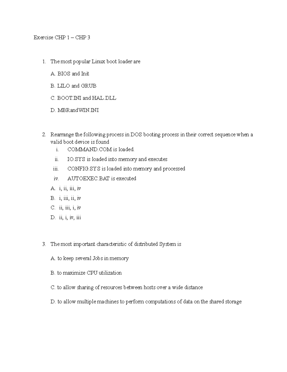 Exercise OS Chap 1 - 3 - Lecture notes 1 - Practical Approach Of ...