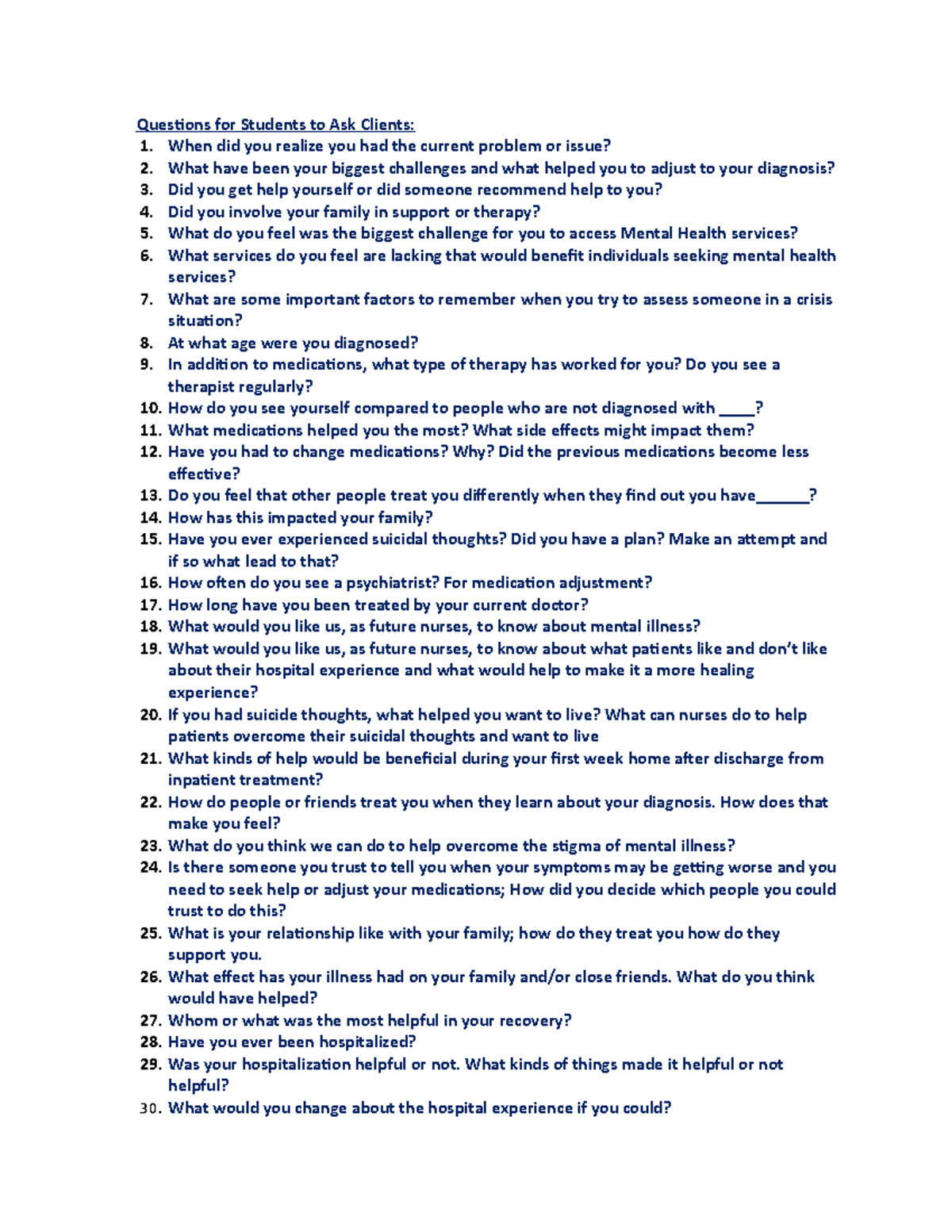 Questions Students Can Ask Roundtable Clients - Questions for Students ...