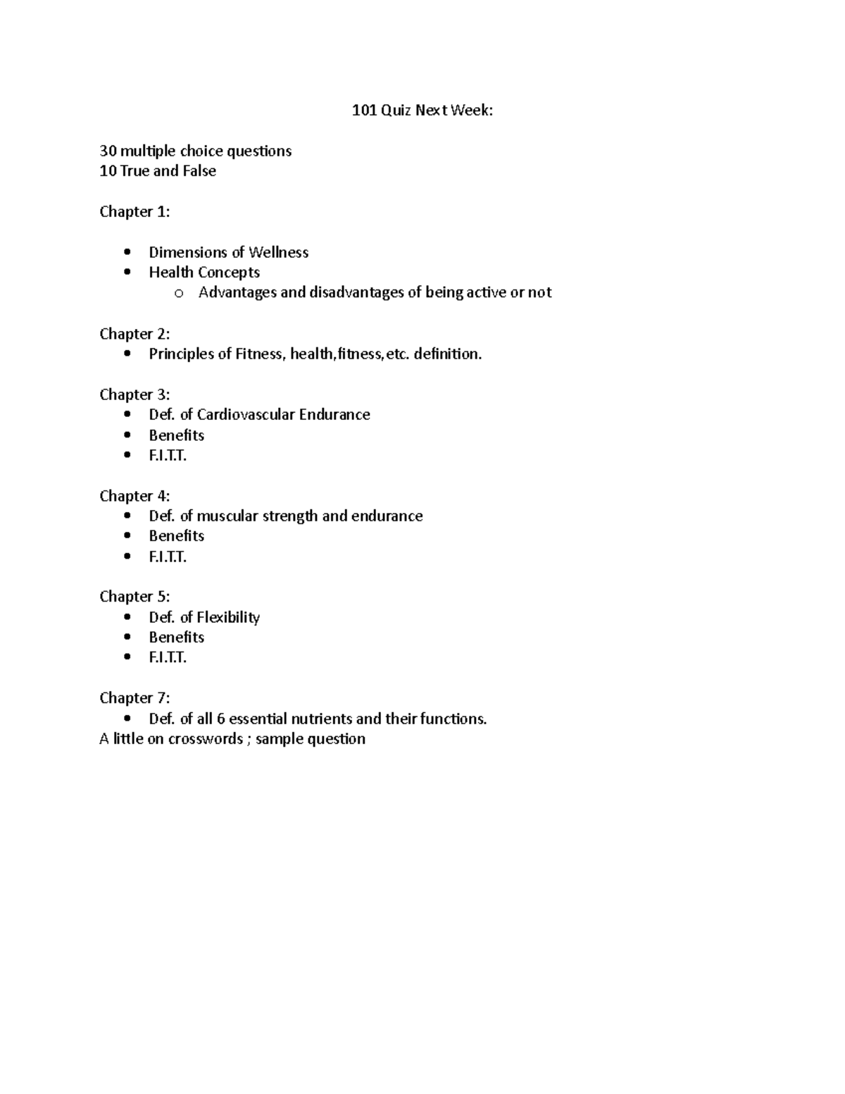101 Quiz Next Week - Content for final quiz - 101 Quiz Next Week: 30 ...