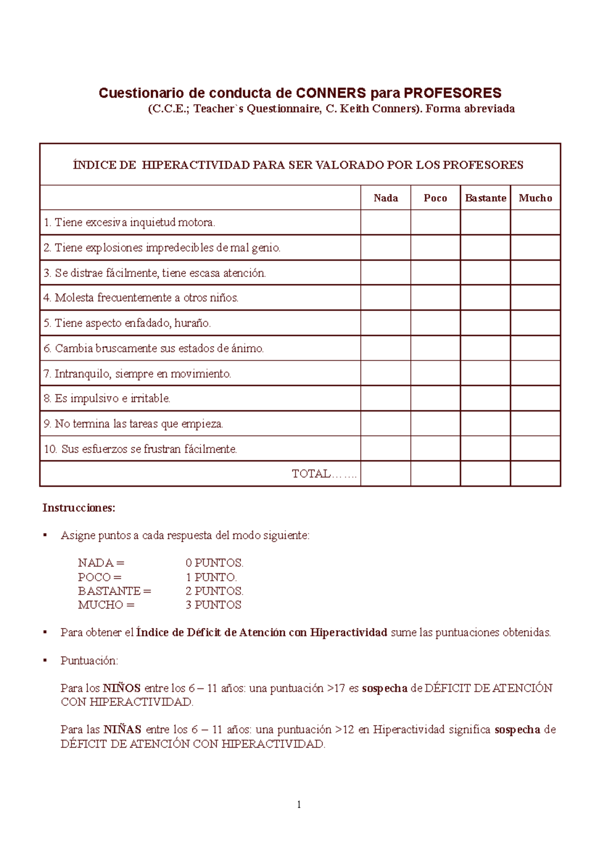 Manual Escala Conners Pdf - RETOEDU