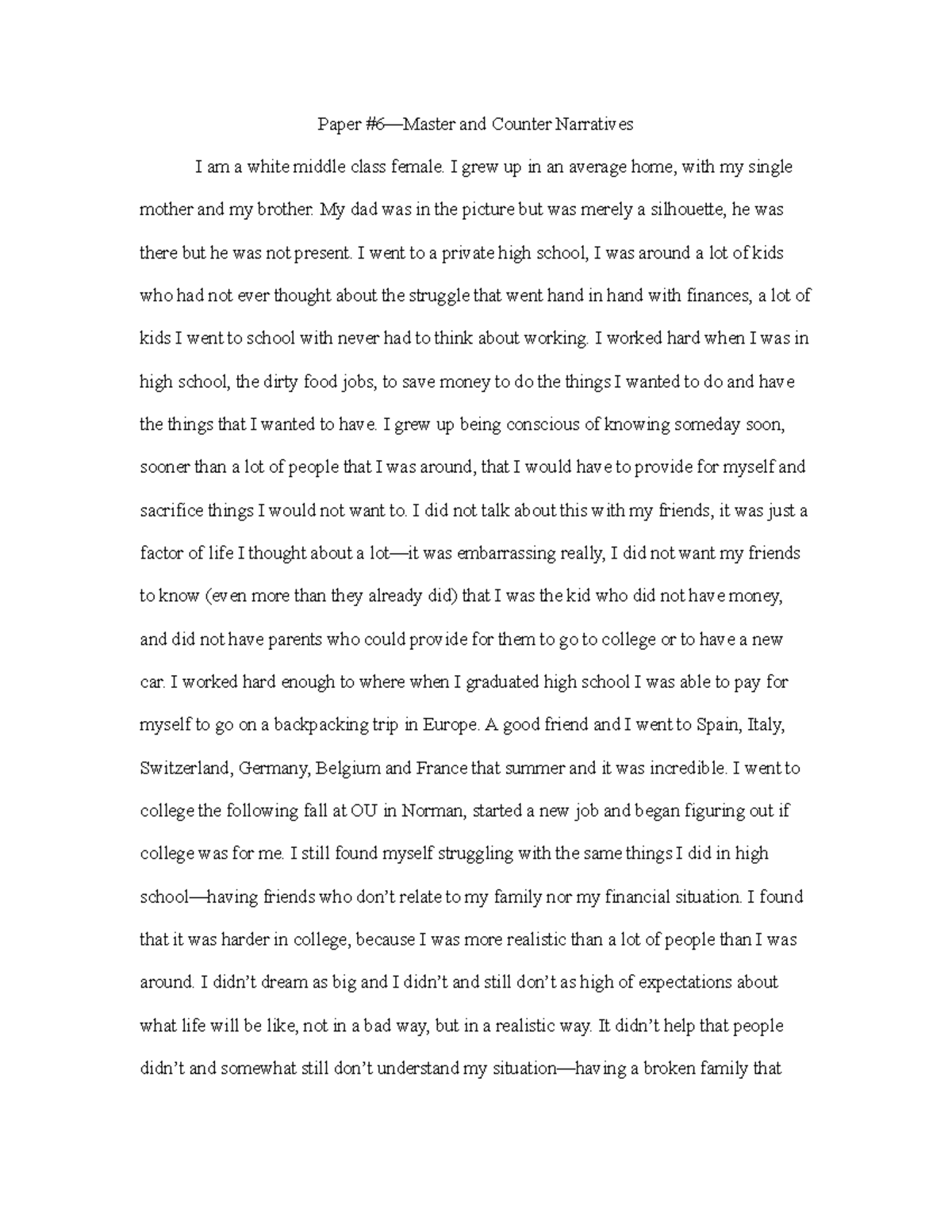 Paper 6 - Master and Counter Narratives - Paper and Counter Narratives ...