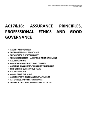 10 BCOM-DOA - branch - Audit and Assurance: Theory and Application - Studocu