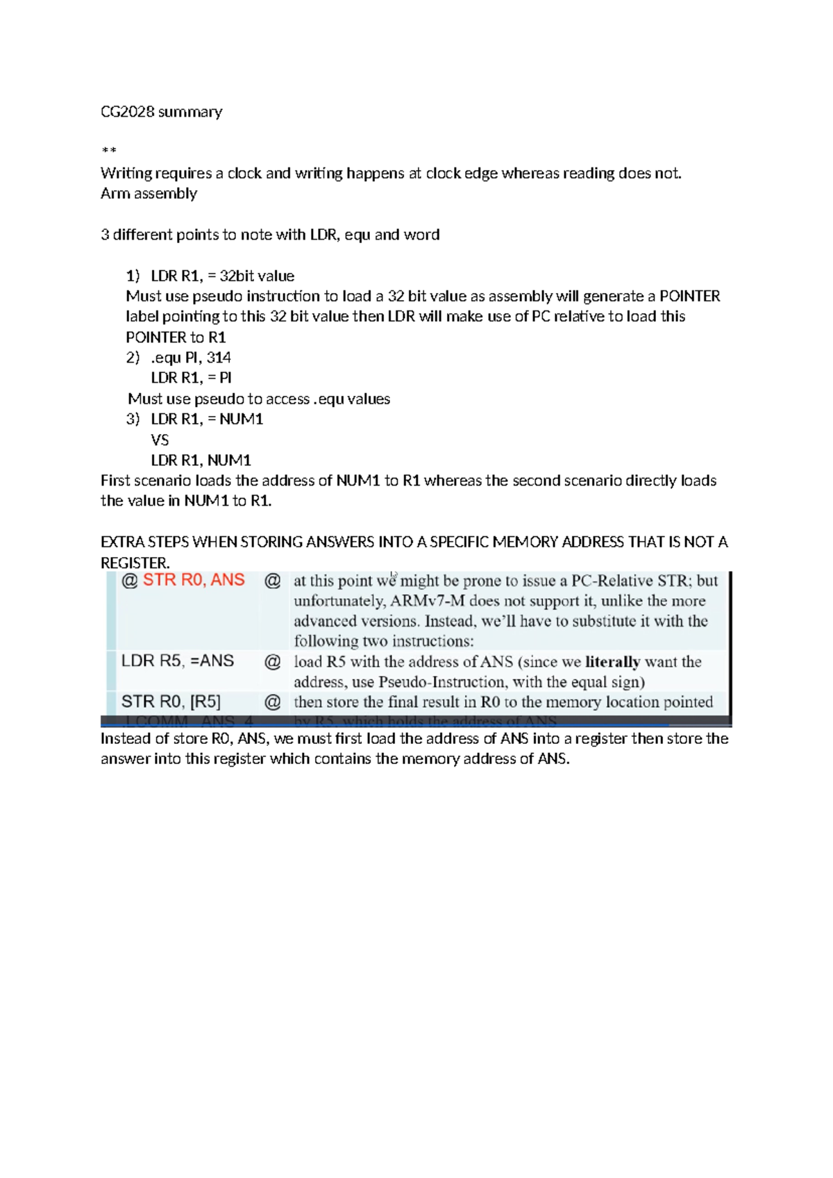 CG2028 summary - CG2028 summary ** Writing requires a clock and writing happens at clock edge ...