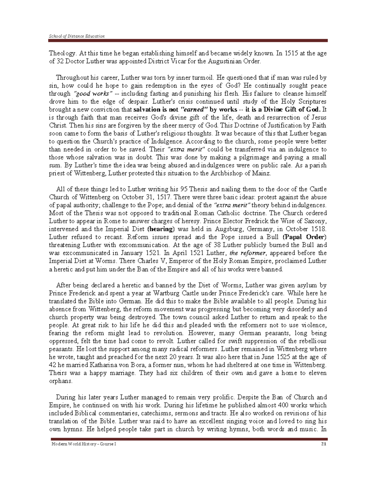 Medieval to modern history 2 - Theology. At this time he began ...