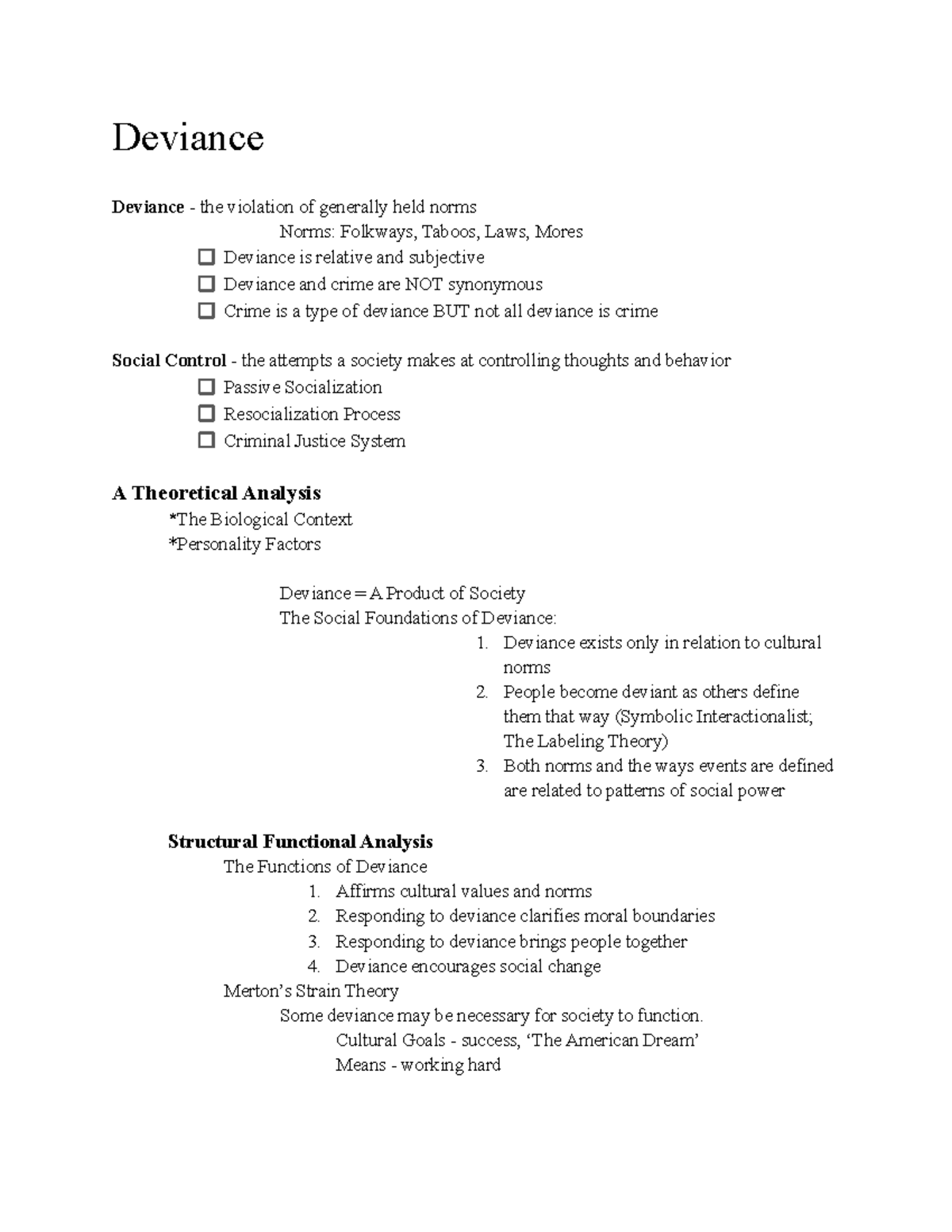 Unit 3 Outline 11 on Deviance - Deviance Deviance - the violation of ...