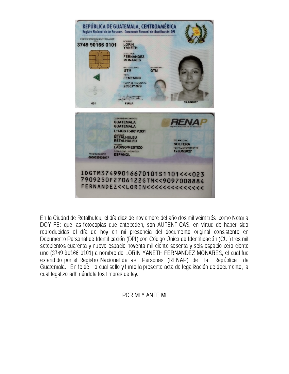Autenticas DE DPI - AUTENTICA DE DOCUMENTO PERSONAL DE IDENTIFICACION ...