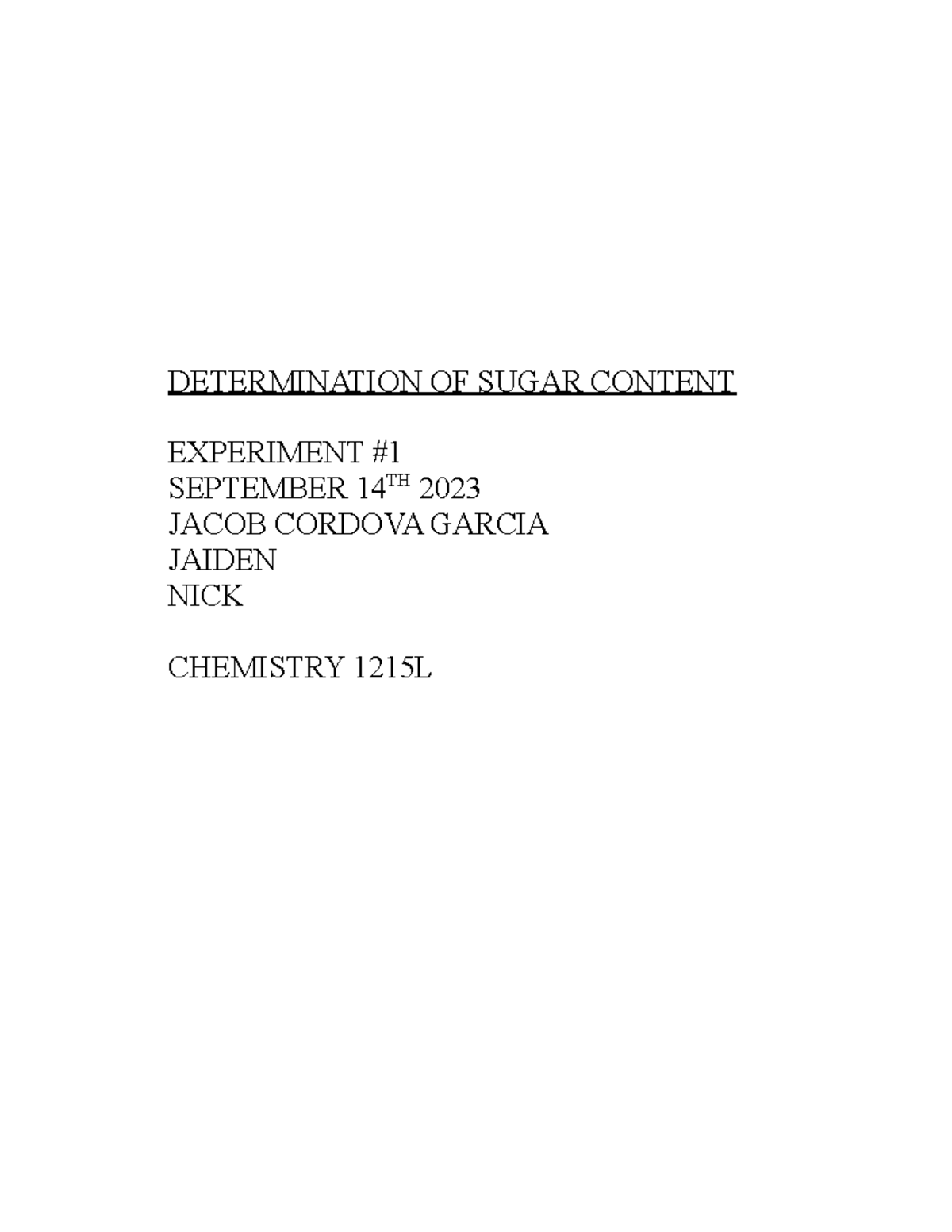 Detemination OF Sugar Content - DETERMINATION OF SUGAR CONTENT ...