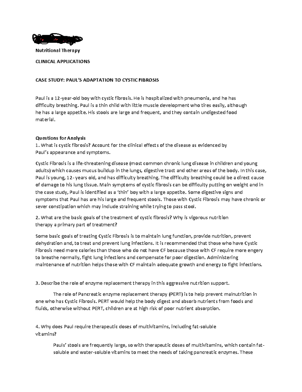 Nutritional Therapy HW4 - Christine Barretto Nutritional Therapy ...