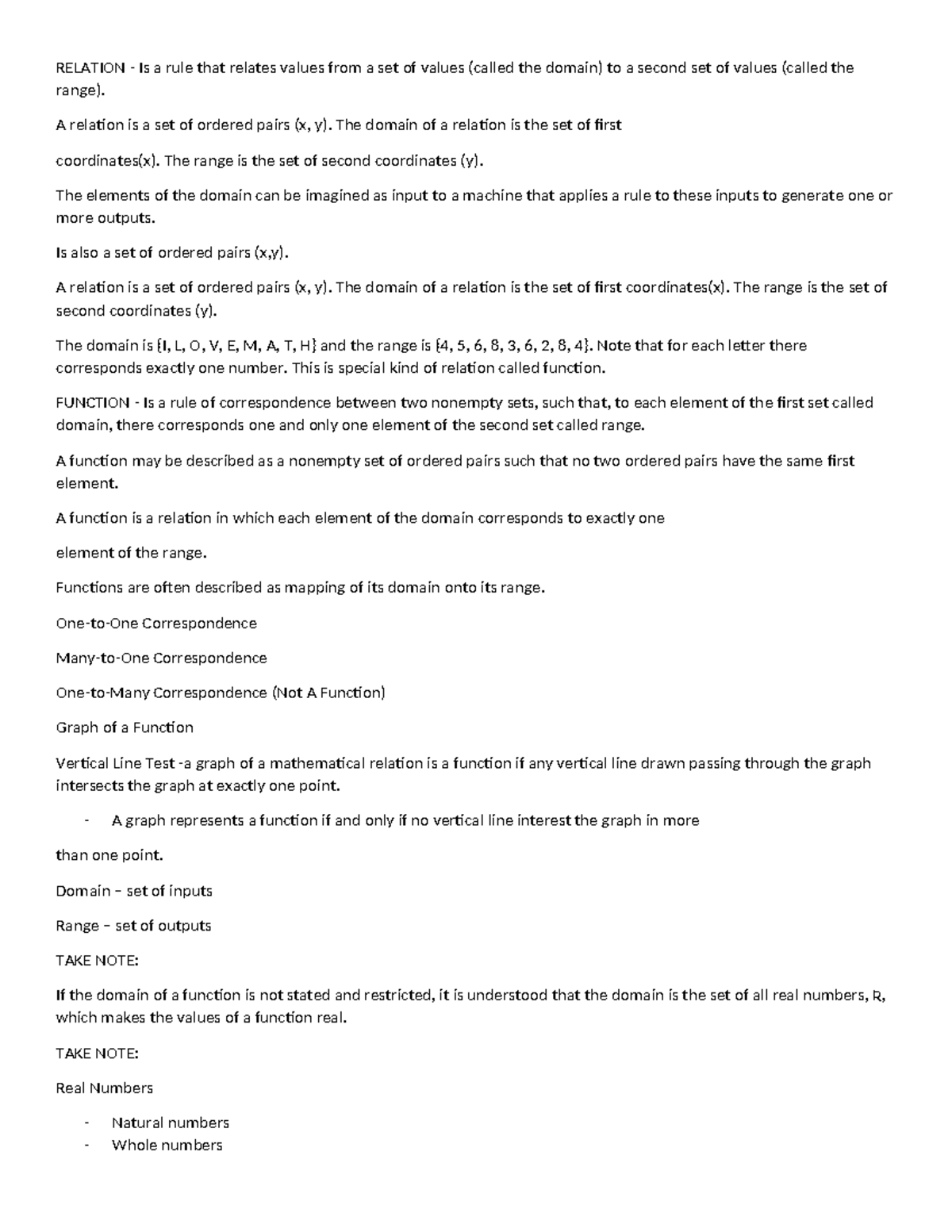 Gen Math General Mathematics Relation Is A Rule That Relates Values From A Set Of Values