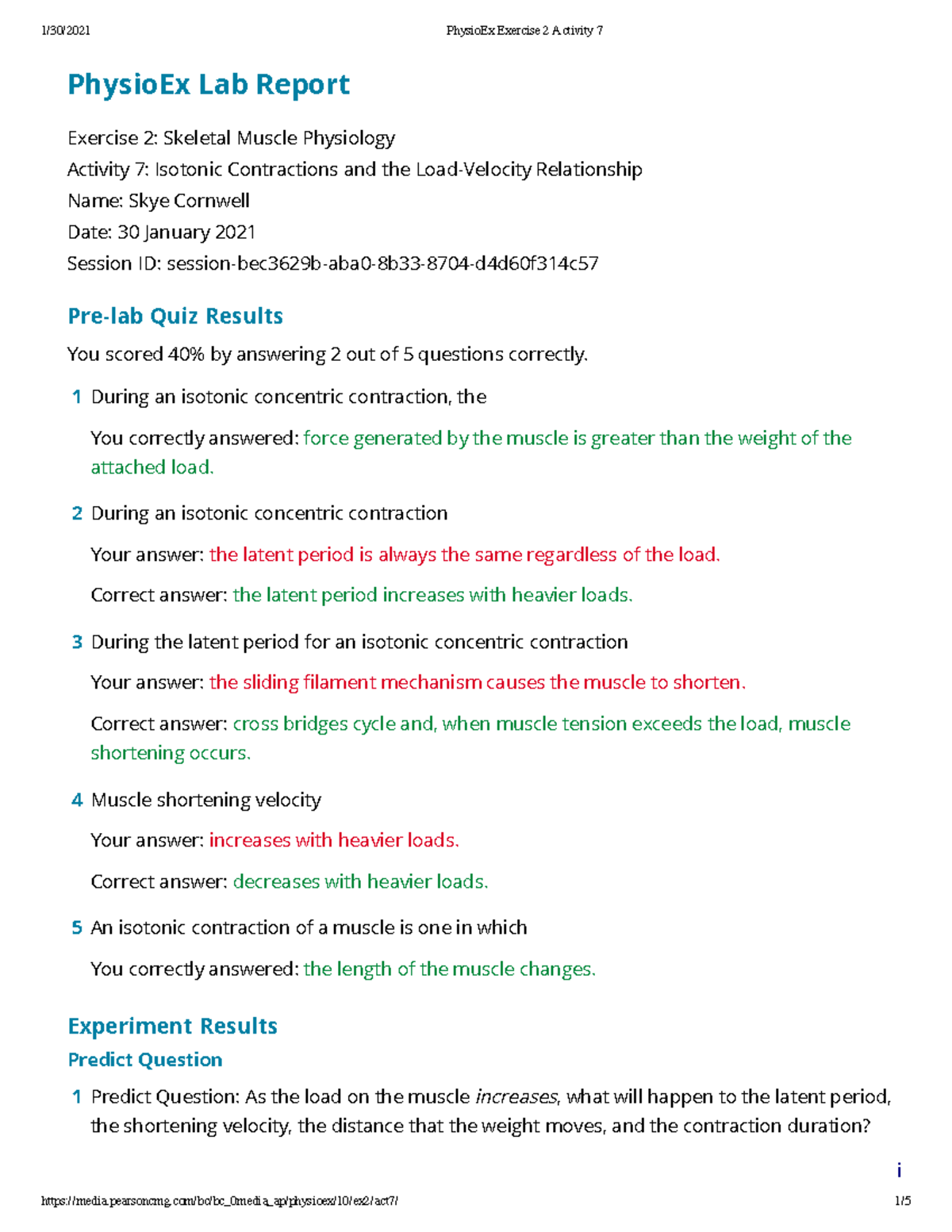 Physio Ex Exercise 2 Activity 7 - PhysioEx Lab Report Exercise 2 ...