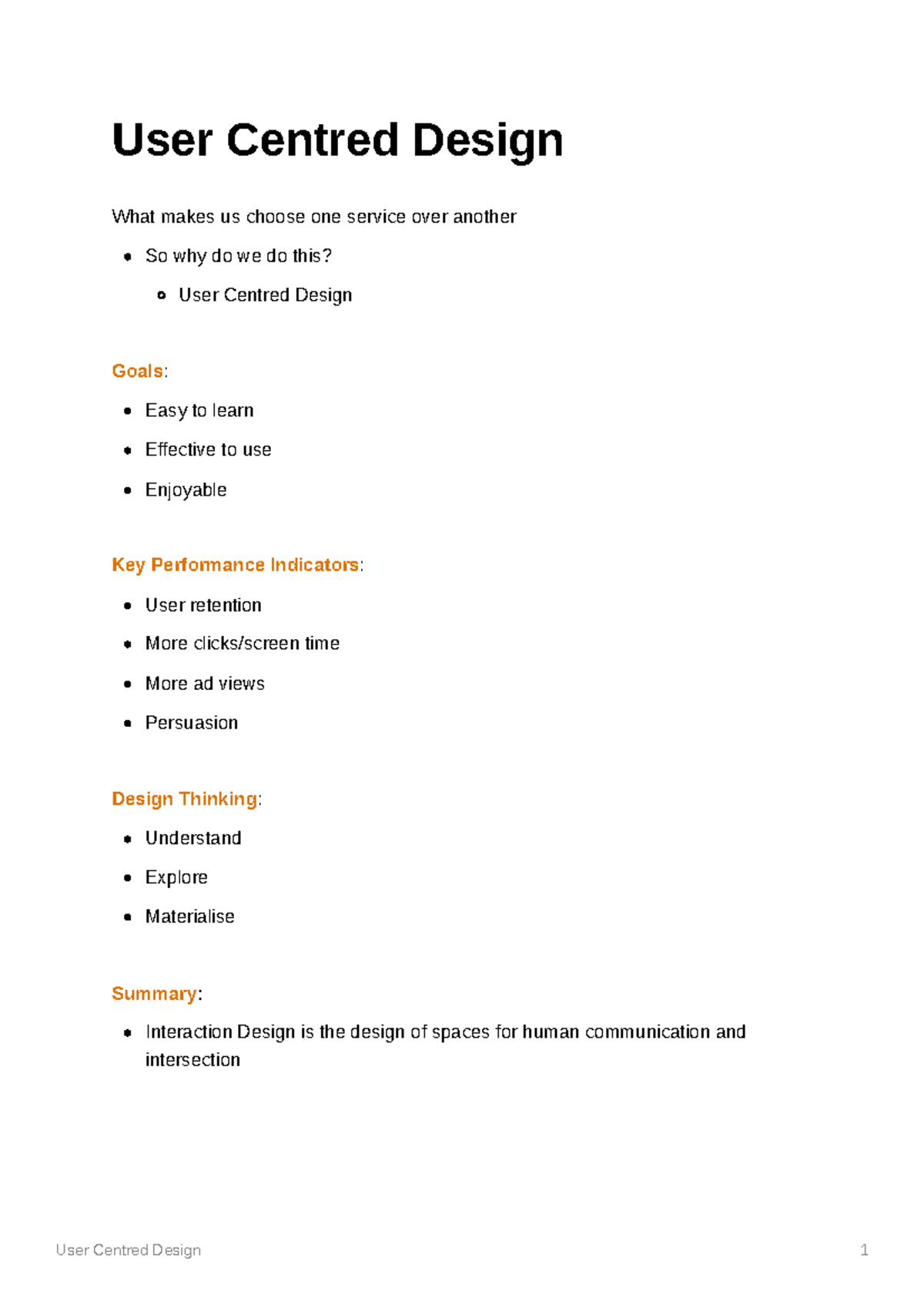 MDD Notes - User Centred Design 1 User Centred Design What makes us ...