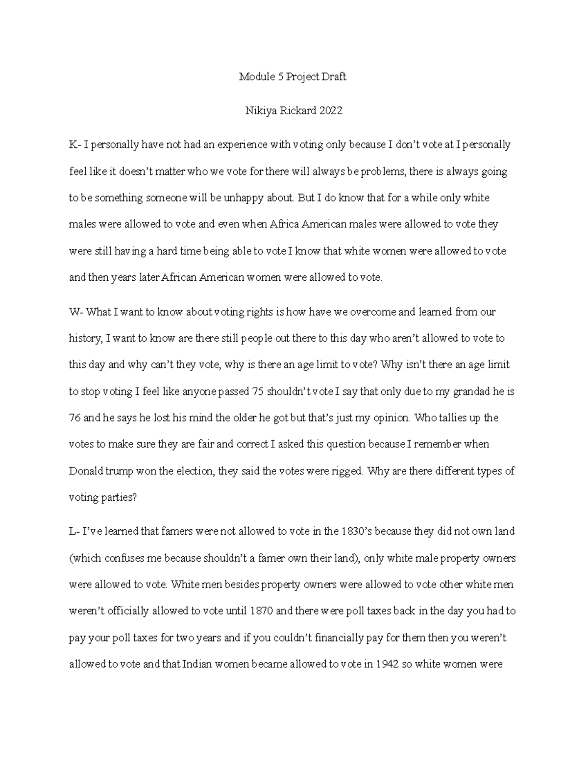 Module Five Project Draft - Module 5 Project Draft Nikiya Rickard 2022 ...