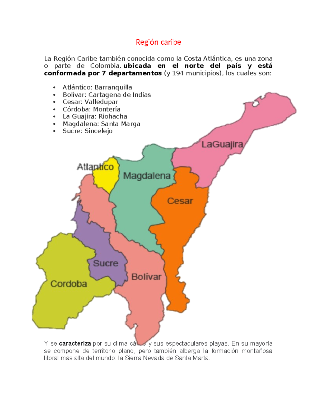 Región caribe - ... - Región caribe La Región Caribe también conocida ...
