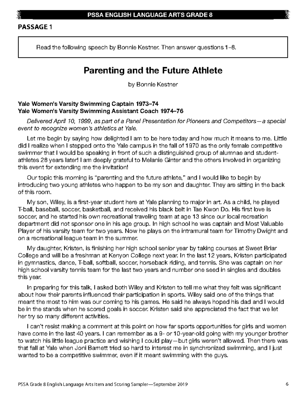 Tobias NOLT - Parenting and the Future Athlete - PSSA Grade 8 English ...