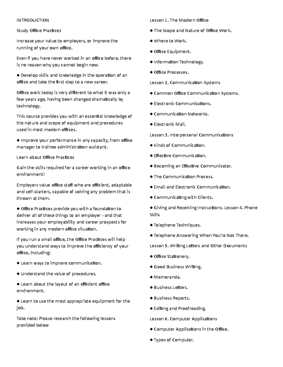 Admin Office Reviewer - INTRODUCTION Study Office Practices Increase ...