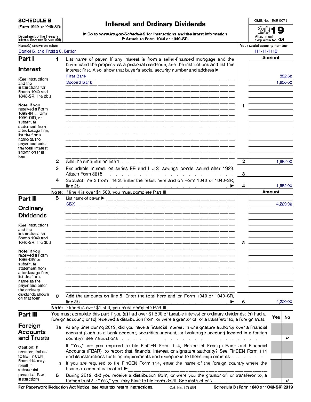F1040sb-2019 completed - SCHEDULE B (Form 1040 or 1040-SR) Department ...