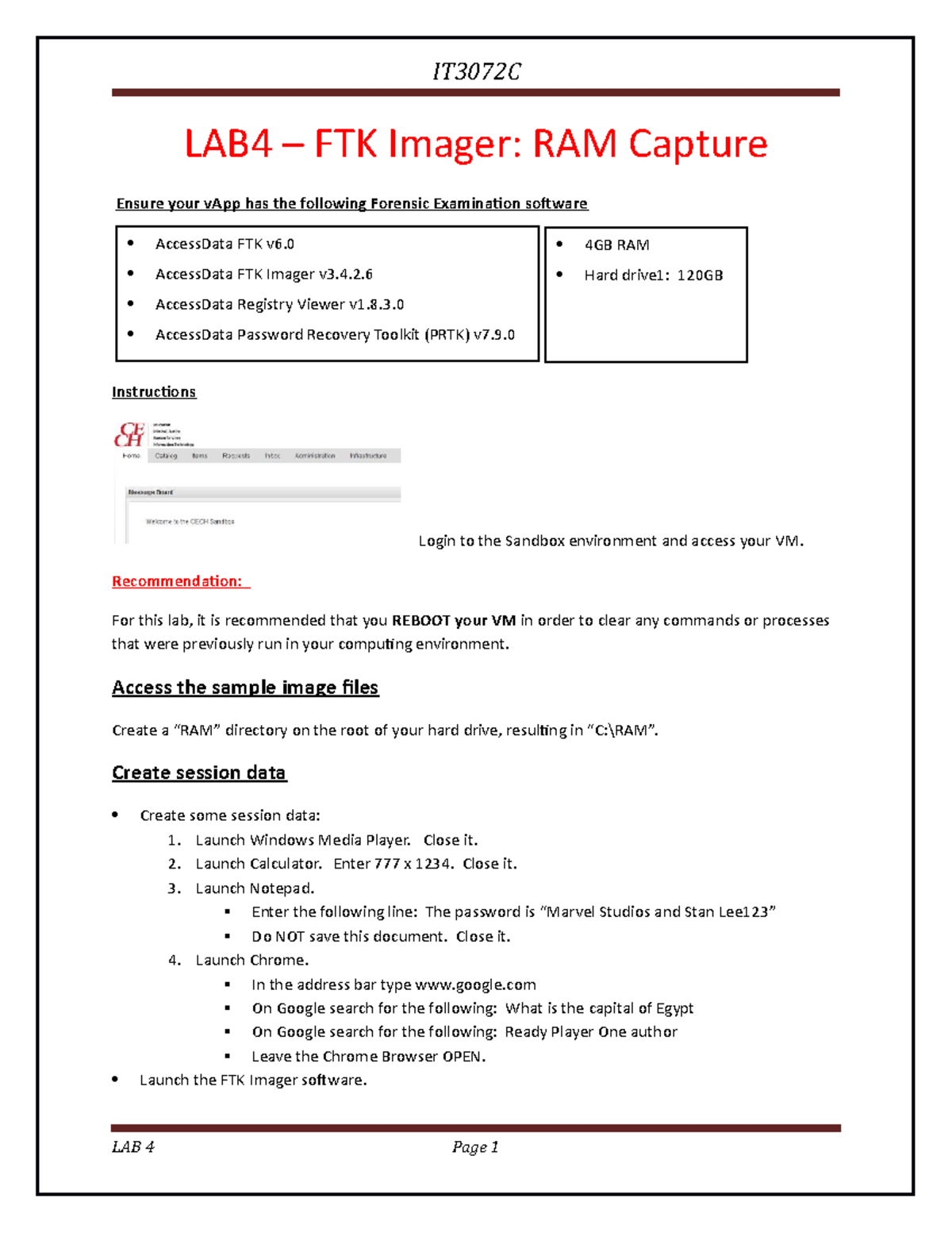 LAB 4 - RAM Capture 22SS - asdsad - IT3072C LAB4 – FTK Imager: RAM ...