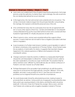 Women in American History - Week 1 - Part 2 - Women gained a benefit ...