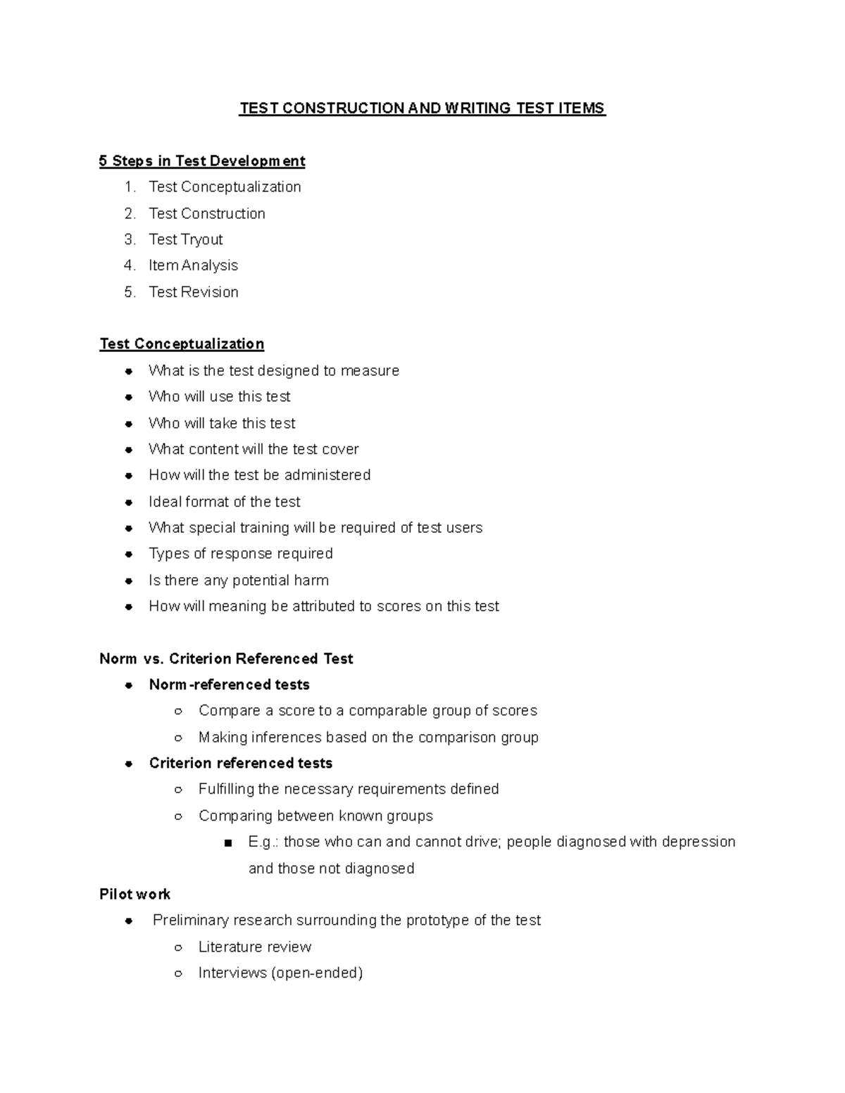 Test Construction Writing Test Items Ch 6 Kaplan Saccuzzo