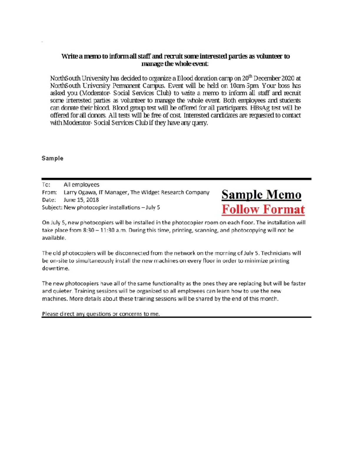 Statistics Writing a Memo - Sample INTER OFFICE MEMO To: All employees ...