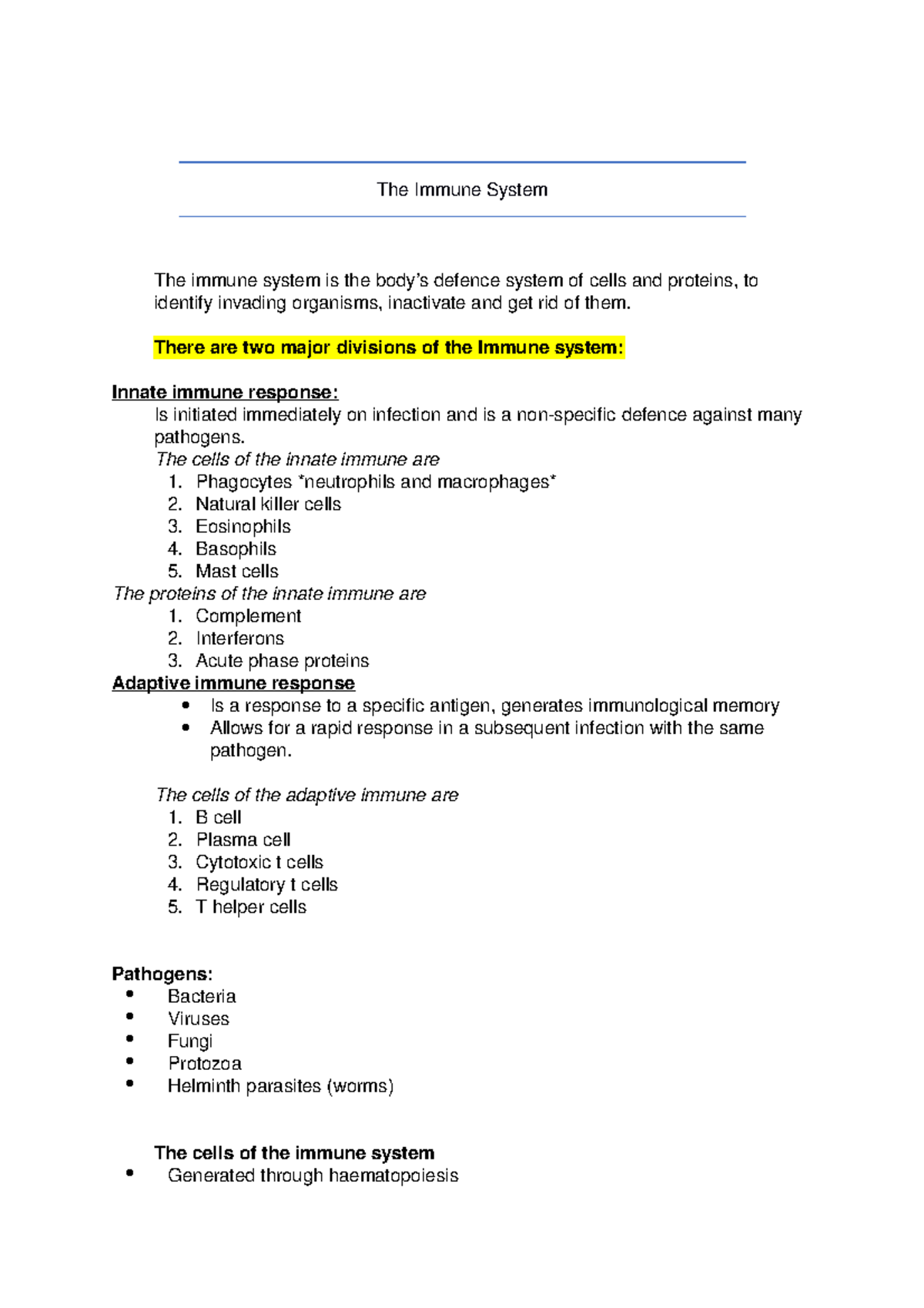 The Immune System - The Immune System The immune system is the body’s ...