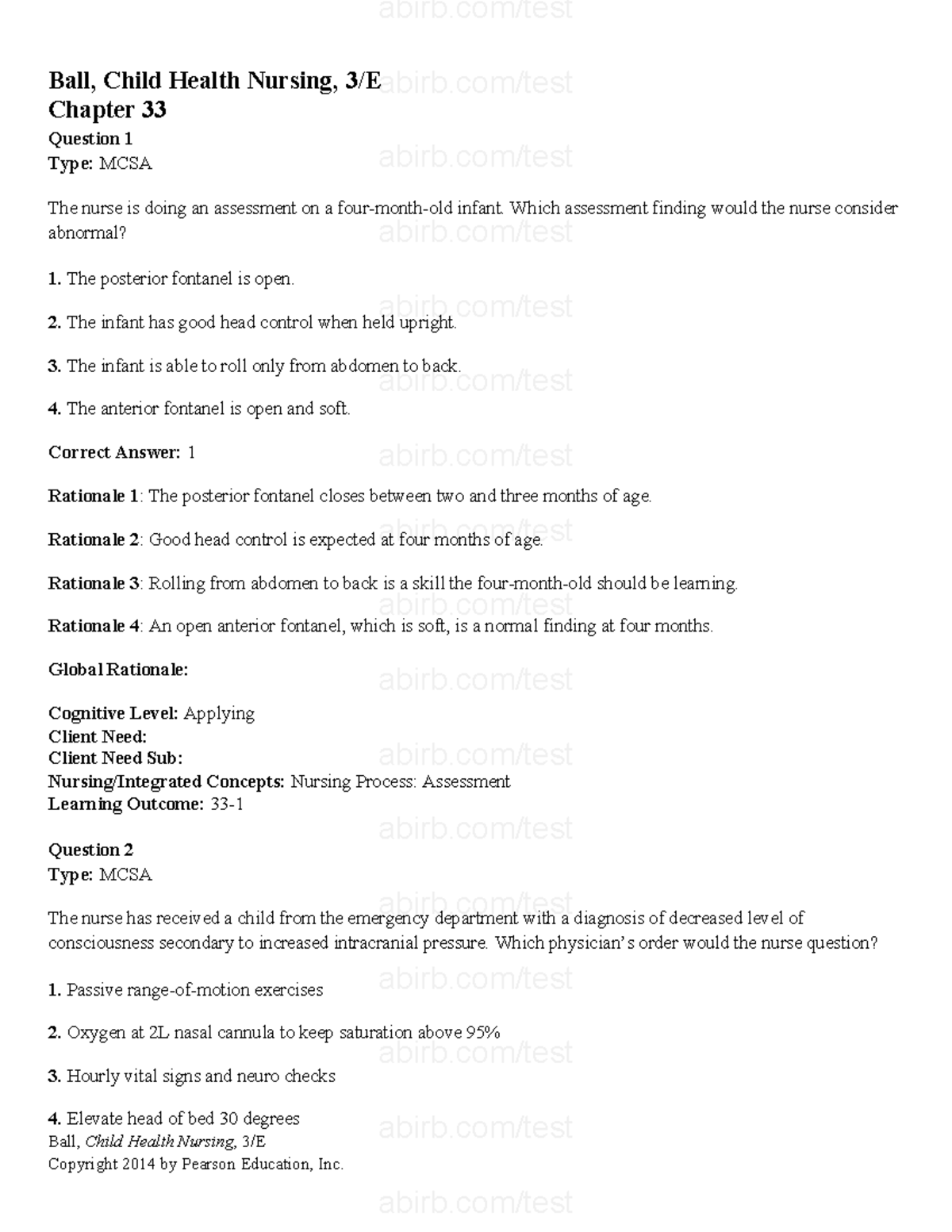 Ball, Child Health Nursing Test Bank- Ch 33 - Ball, Child Health ...