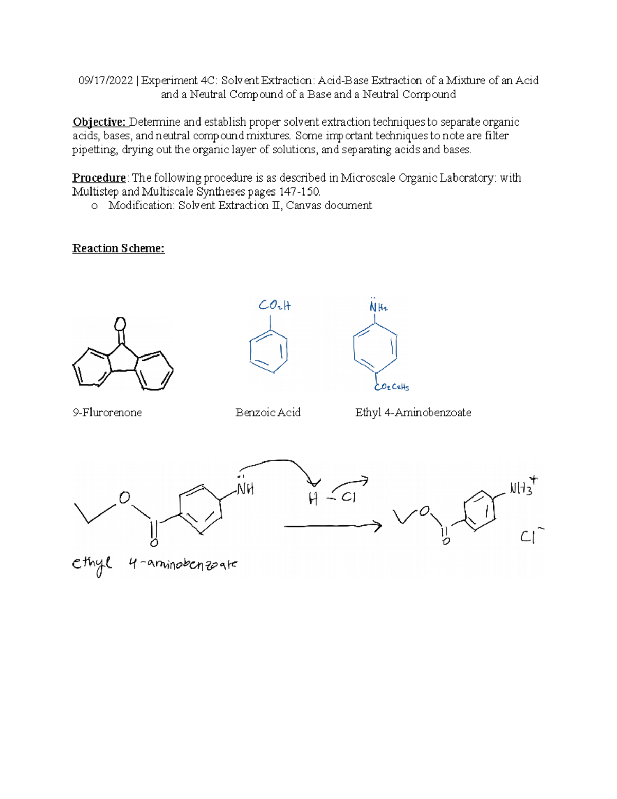 Experiement 4C: Solvent Extraction: Acid-Base Extraction of a Mixture ...