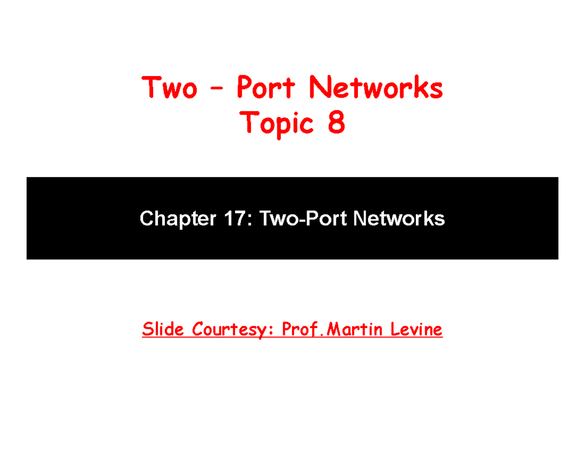 Two-port Nertwork - Electrical Engineering : Second-order circuits ... Two-port Nertwork - Electrical Engineering : Second-order circuits ...