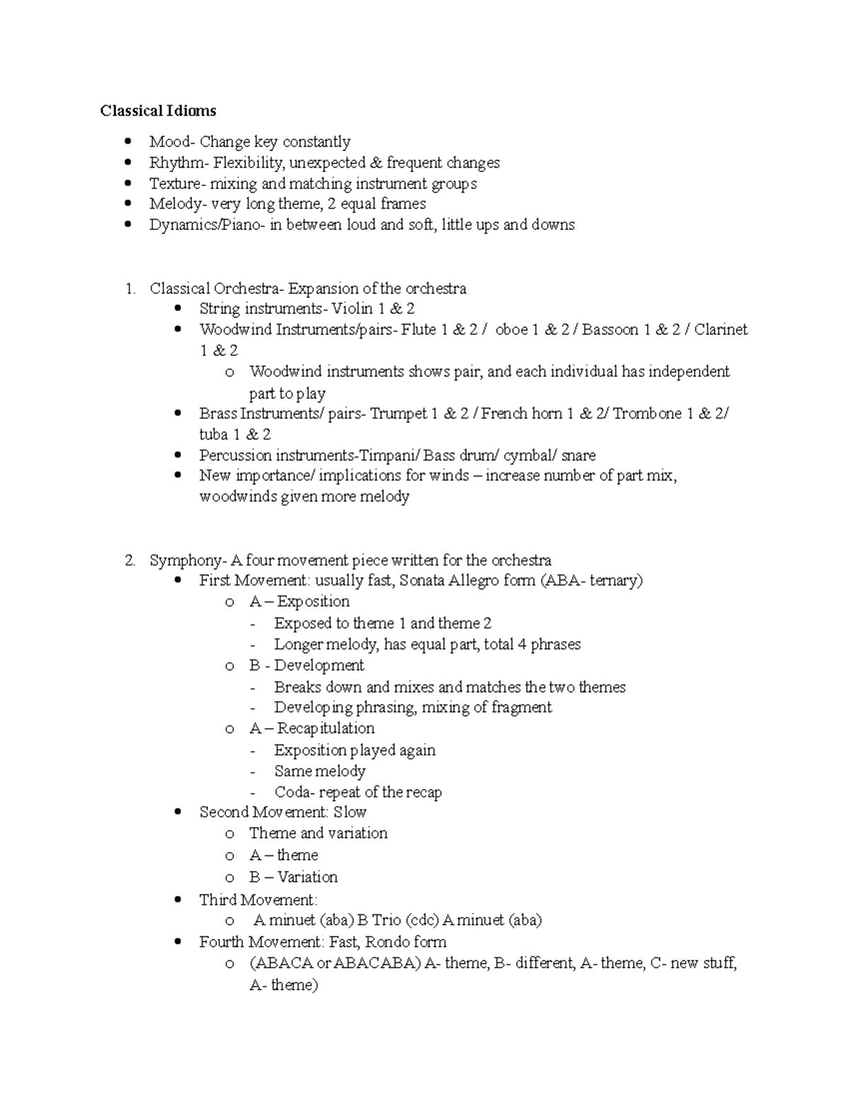 Music test 3 notes - Classical Idioms Mood- Change key constantly ...