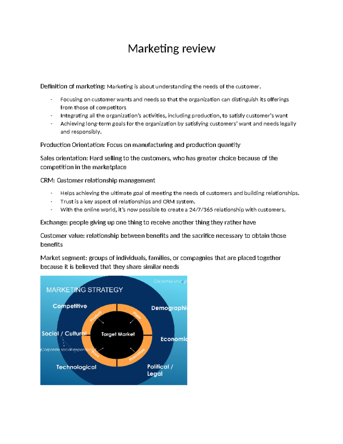 Marketing review - Marketing review Definition of marketing: Marketing ...