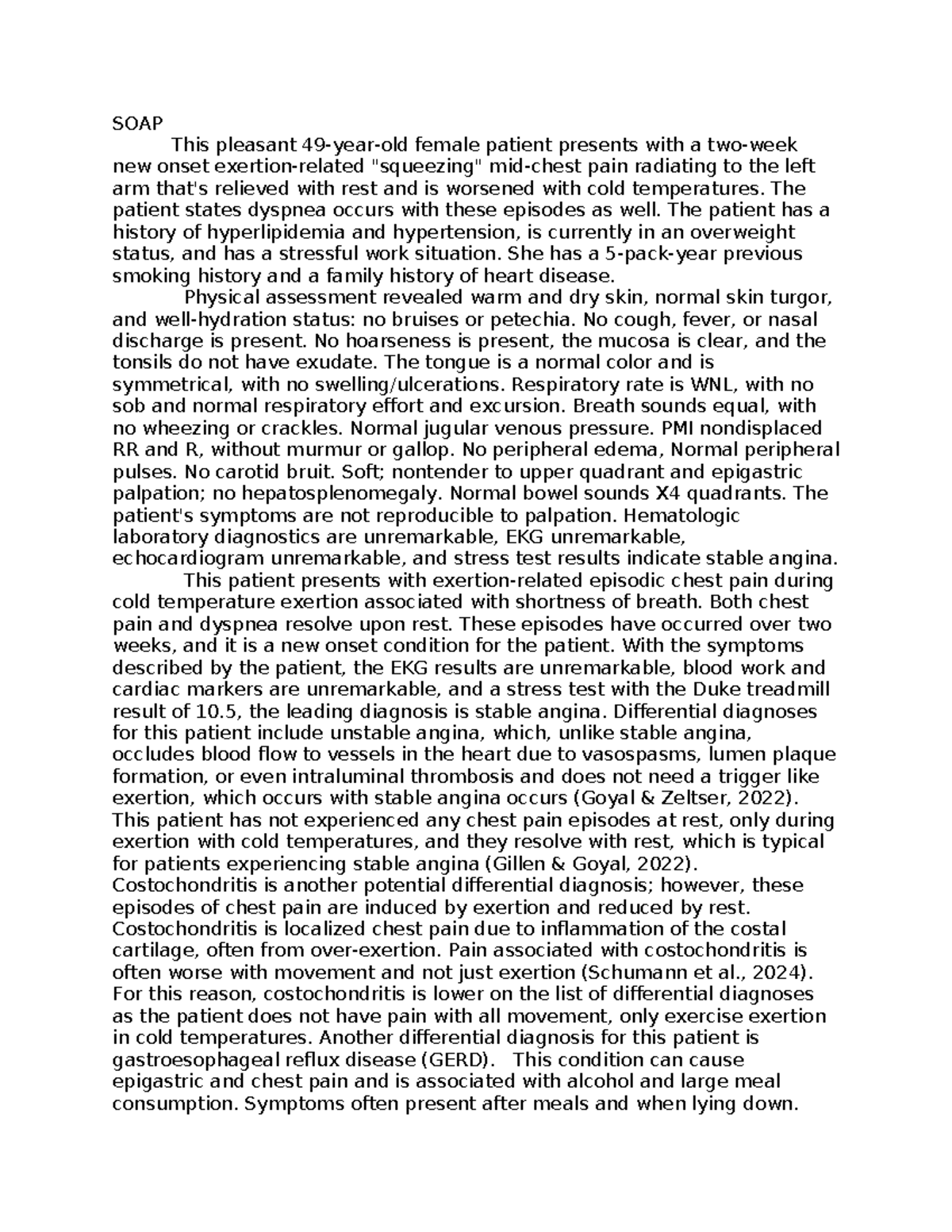 Soap note - Great soap note - SOAP This pleasant 49-year-old female ...