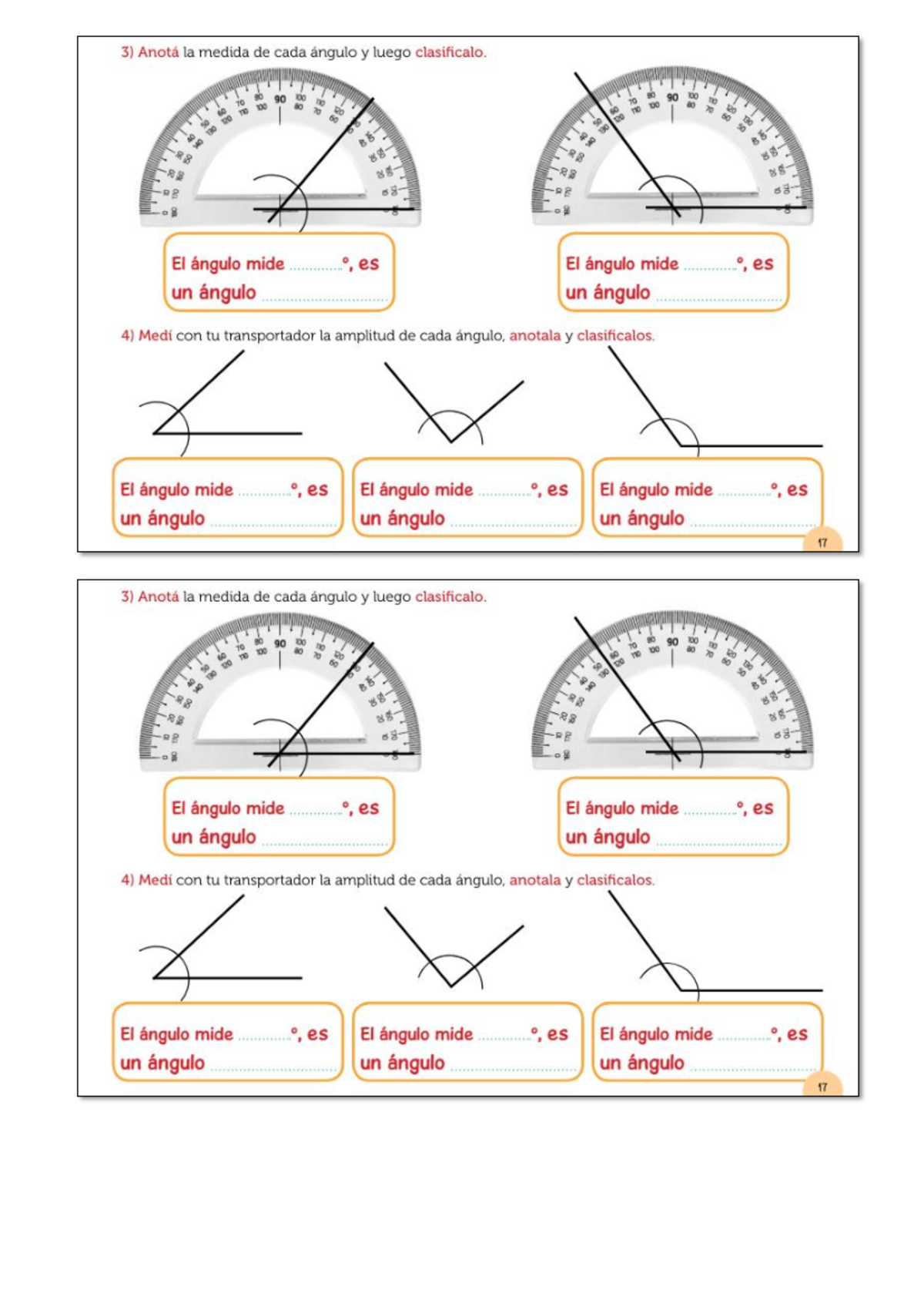 Angulos PARA Imprimir - actividades con ángulos - 3) Anotá la medida de ...