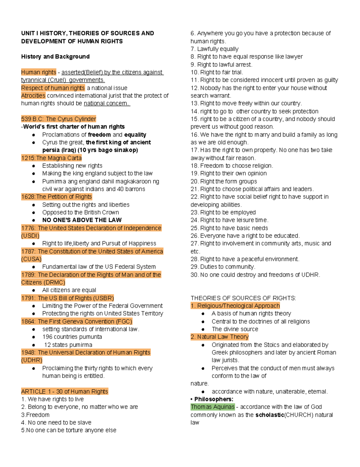 CLAW- Reviewer - UNIT I HISTORY, THEORIES OF SOURCES AND DEVELOPMENT OF ...