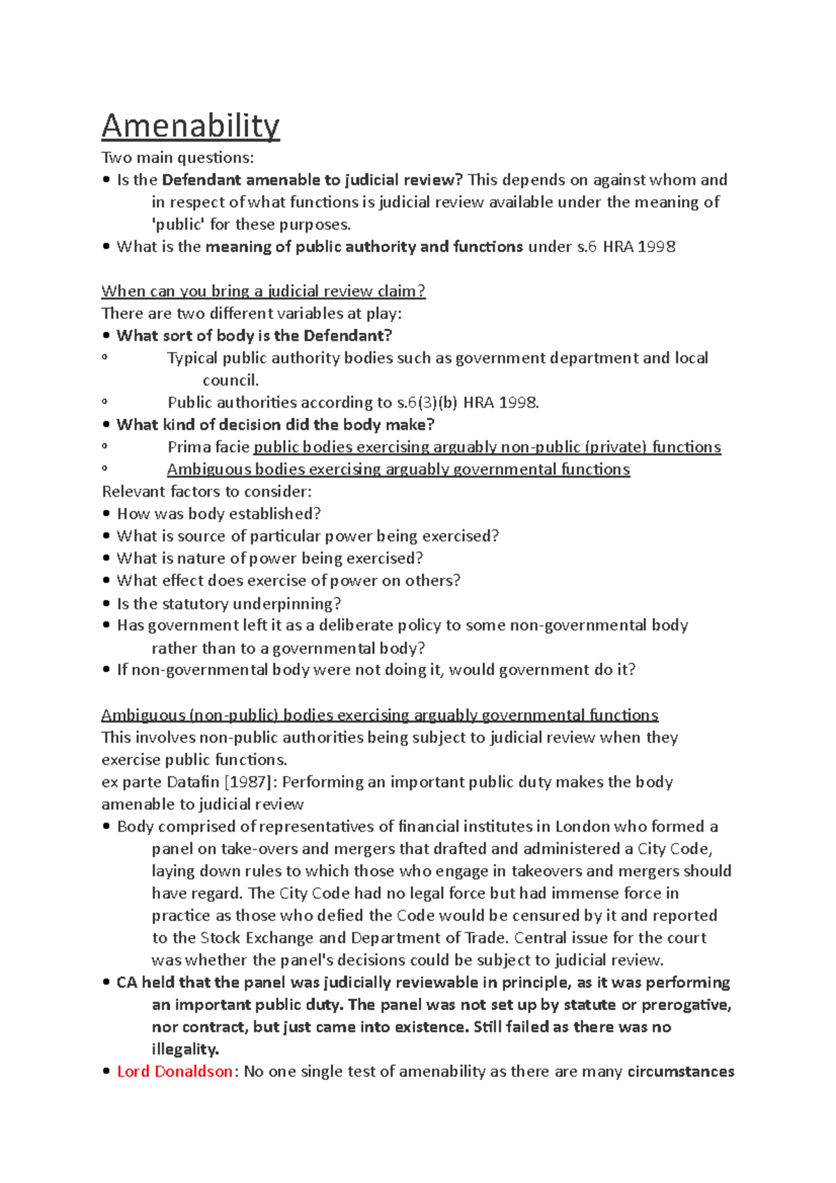 7. Amenability and human rights - Amenability Two main questions: Is ...