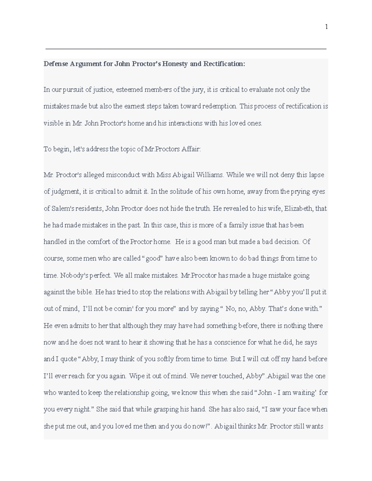Defense Argument - This process of rectification is visible in Mr. John ...