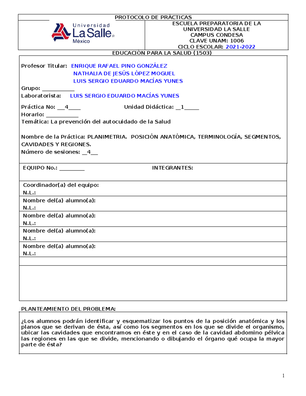 Practica 4 Laboratorio EPS 2021-2022 - PROTOCOLO DE PRÁCTICAS ESCUELA PREPARATORIA DE LA ...