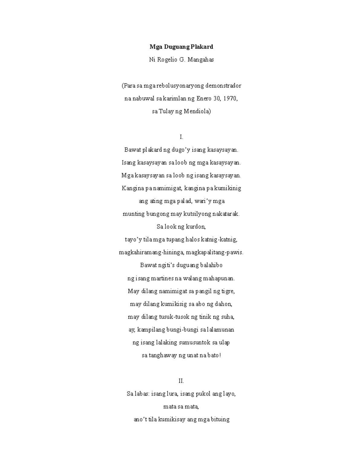 Mga Duguang Plakard ni Rogelio Mangahas - Mga Duguang Plakard Ni ...