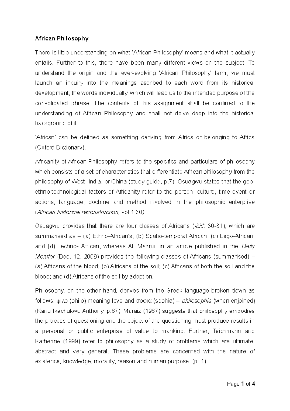 African Philosophy - Lecture notes 5,10 - African Philosophy There is ...